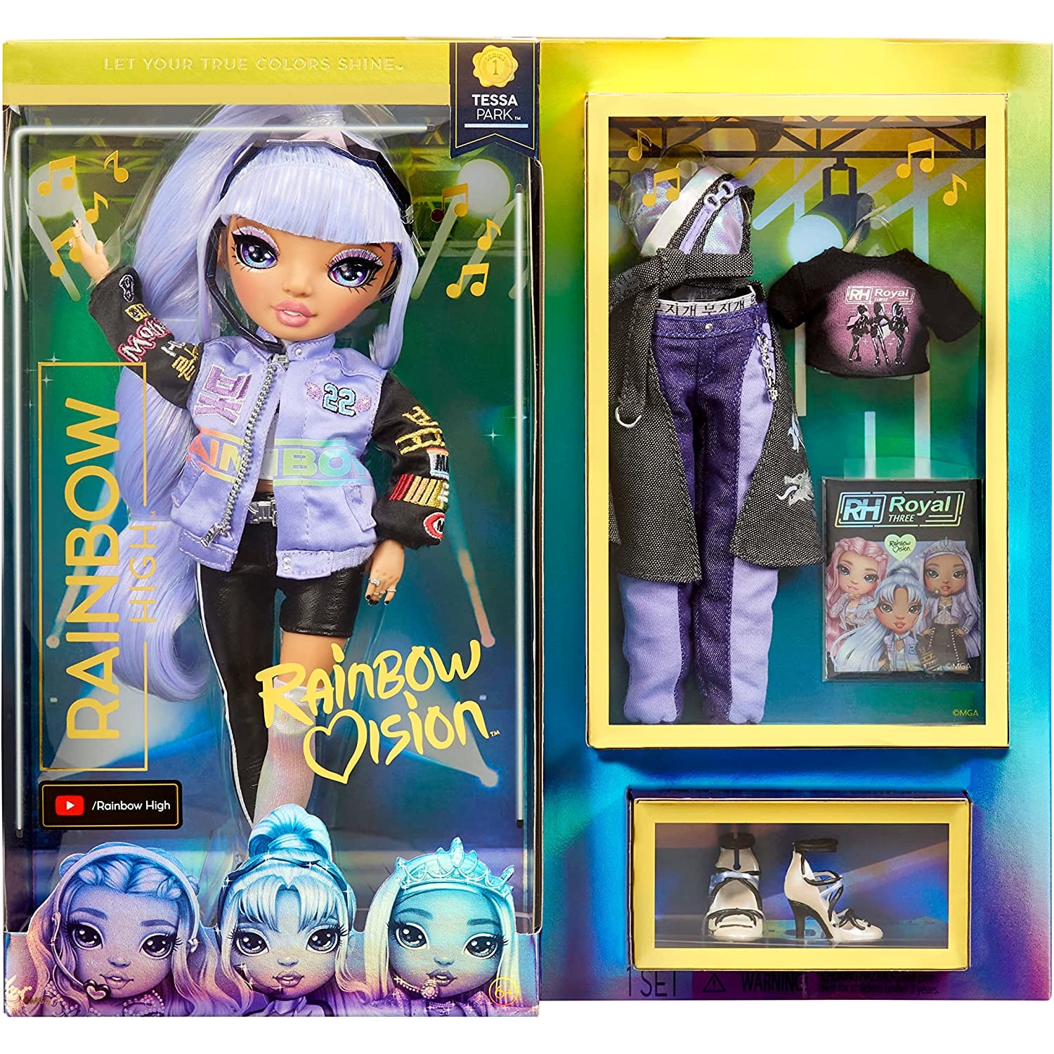 Papusa Rainbow High, Fashion Vision Royal Tessa Park cu 2 tinute, 28cm ...