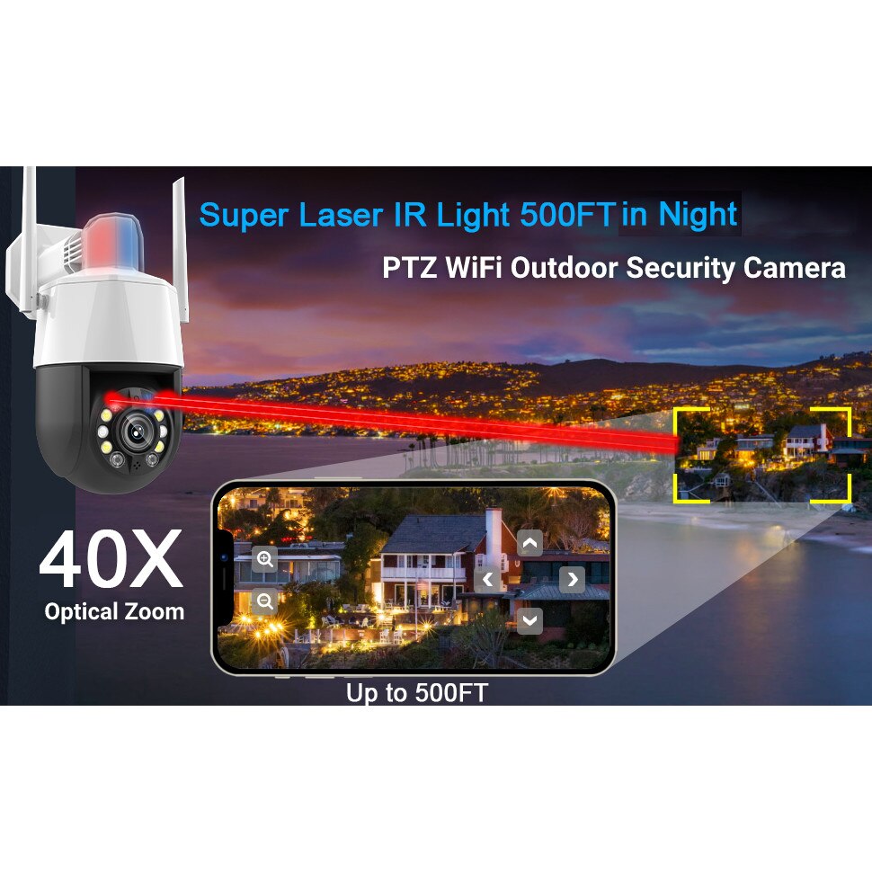 Camera de supraveghere, EVKVO, Vedere nocturna, Detectie miscare, Alb ...