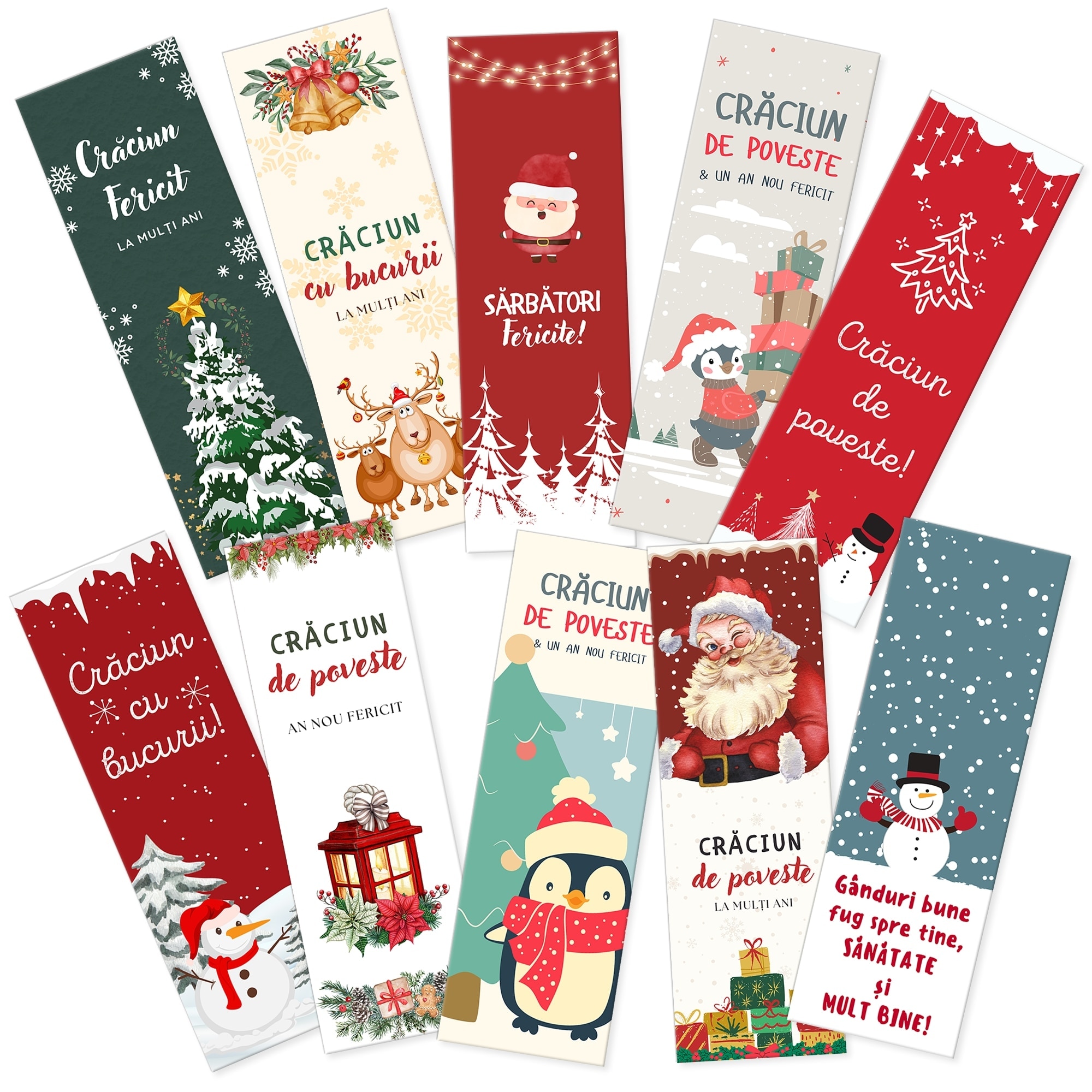 Set 10 bucati semne de carte Urari de Craciun - eMAG.ro