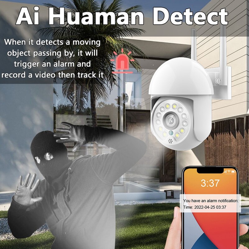 Camera de supraveghere inteligenta, EVKVO, Full HD, Vedere nocturna ...