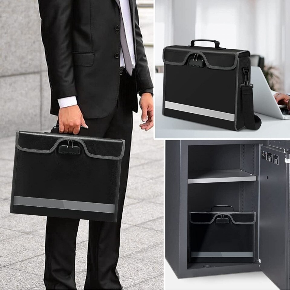 Geanta pentru documente HyFanStr, negru, 29 x 8 x 38 cm - eMAG.ro