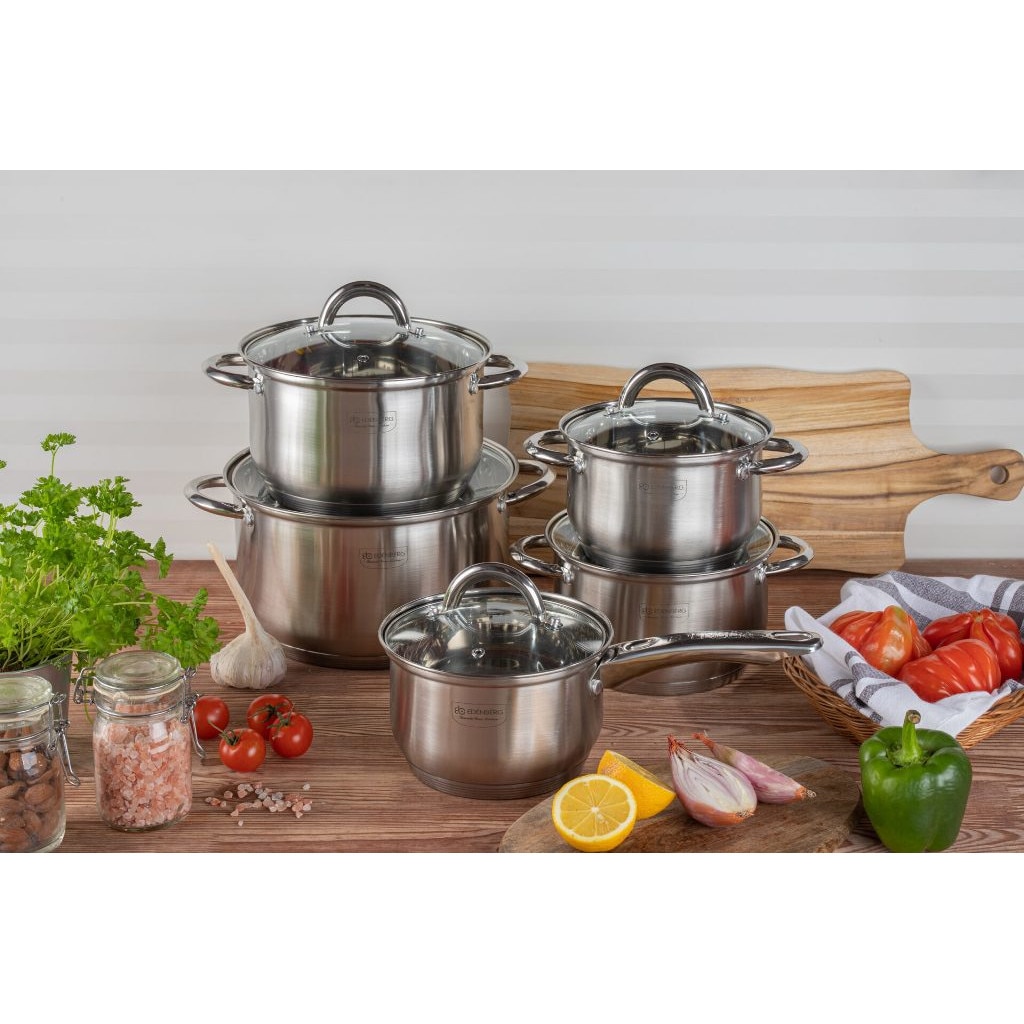 Set de vase de gatit din otel inoxidabil 18/10 10 buc, EB-4005 - eMAG.ro