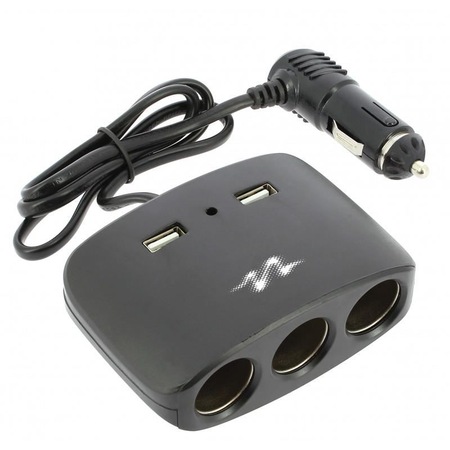 Stecher 3 prize 12/24V cu fir, 2 USB-uri, 2.1A, 120W, negru, Pulse ...