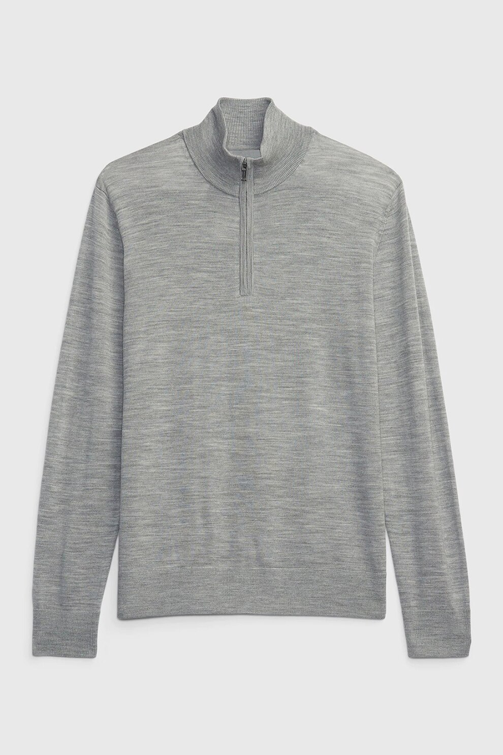 GAP, Pulover de lana merinos cu fermoar scurt, Gri melange, 2XL - eMAG.ro