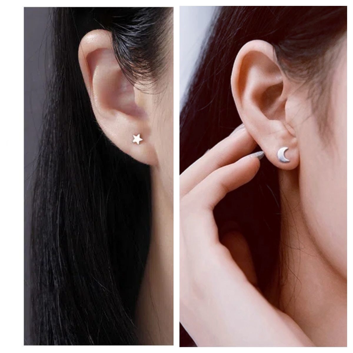 Cercei dama, Argint, Luna/Stea, Argintiu - eMAG.ro