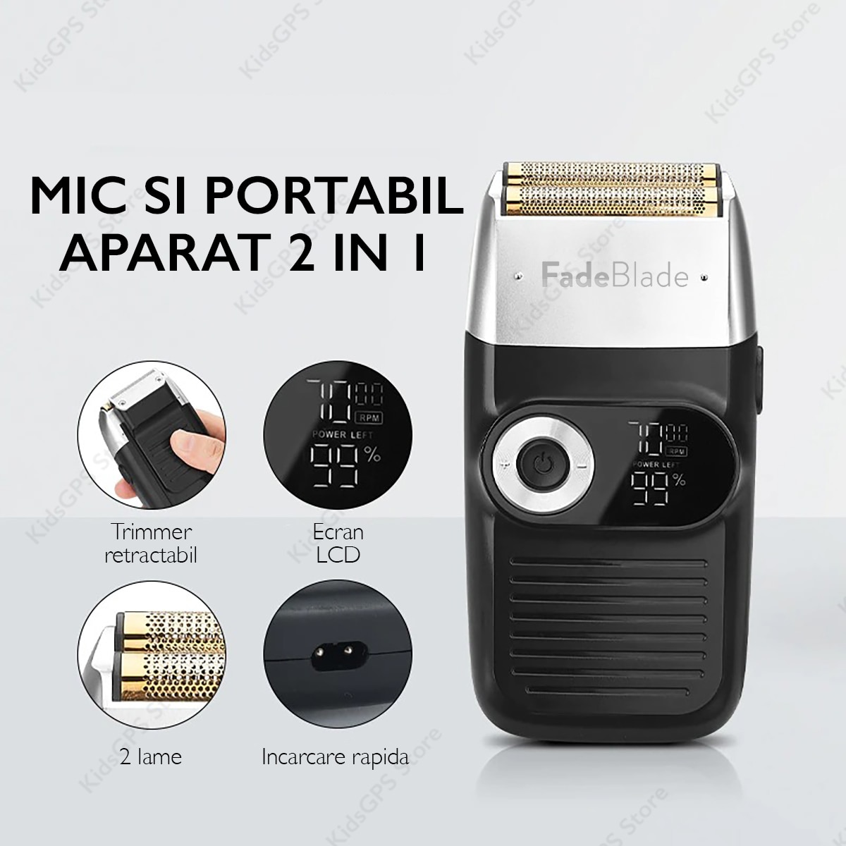 Aparat de ras electric FadeBlade® SH-7175, profesional, folie titan, 3 ...