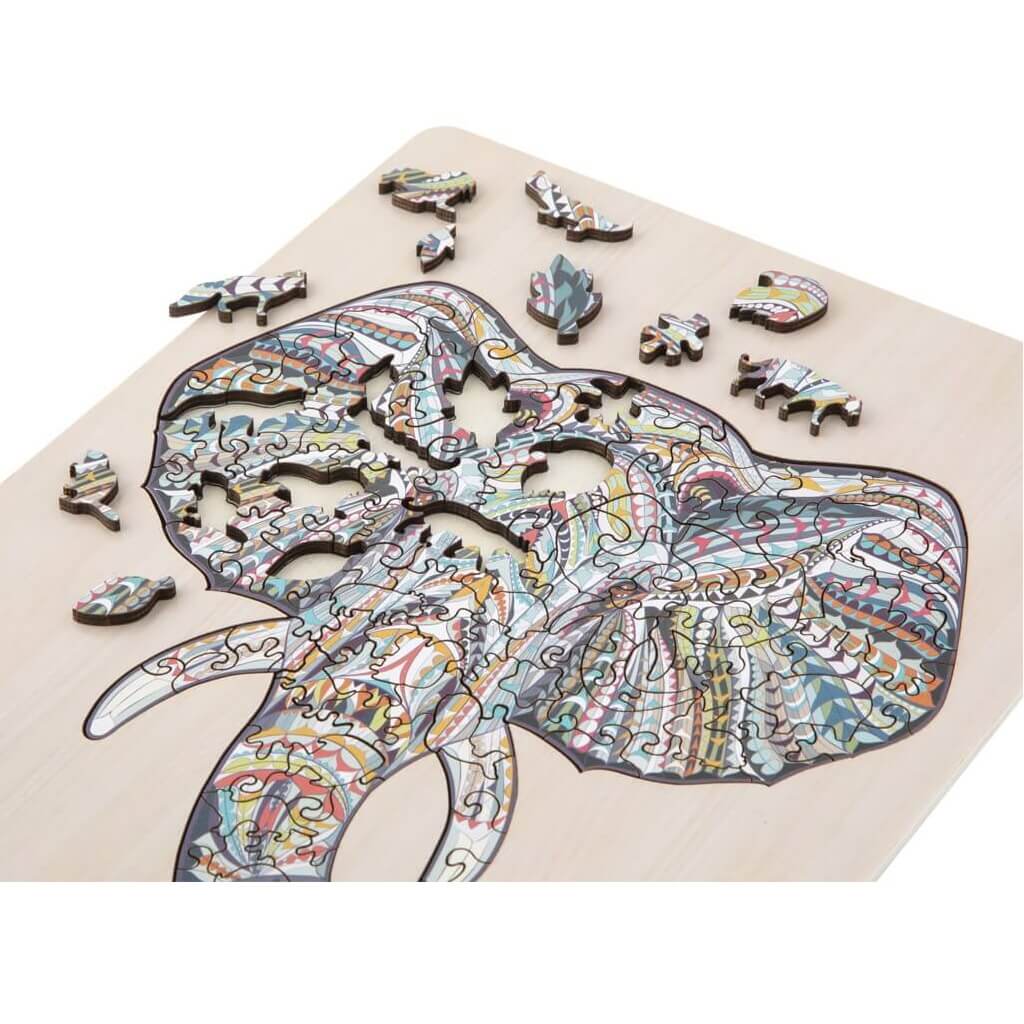 Puzzle Lemn Elefant, 137 piese, 30x22.5 cm, Grafix - eMAG.ro