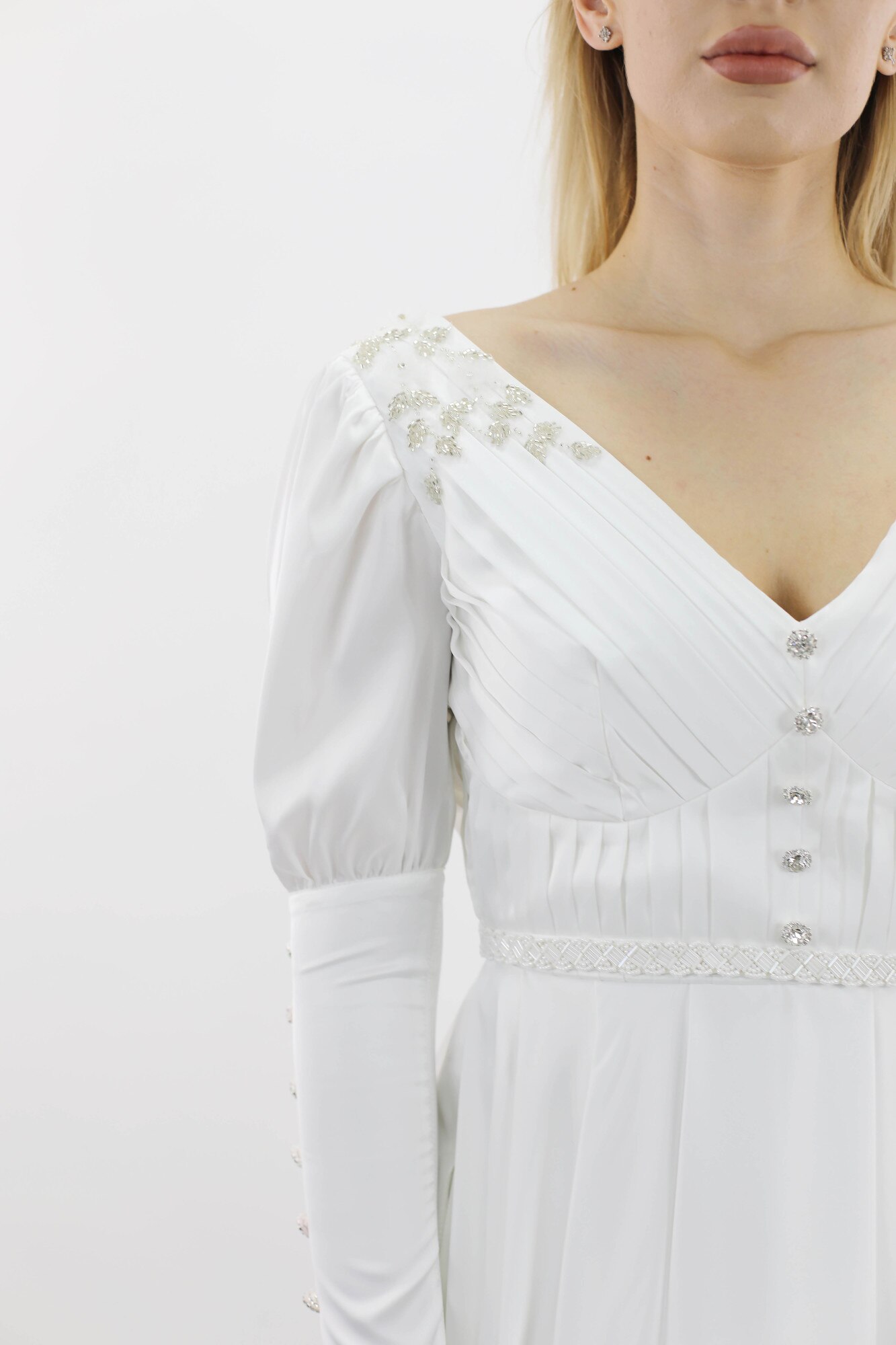 Rochie midi din matase alba IARA - 38 - eMAG.ro