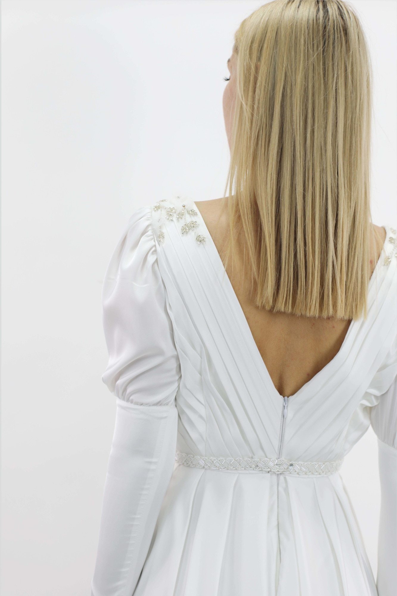 Rochie midi din matase alba IARA - 38 - eMAG.ro