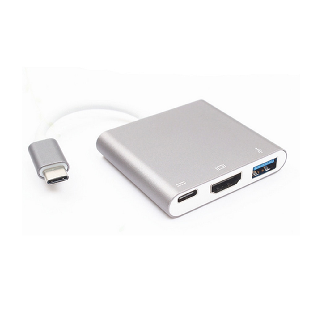 3 az 1-ben adapter, USB-C USB 3.0/HDMI/USB-C, ezüst - eMAG.hu