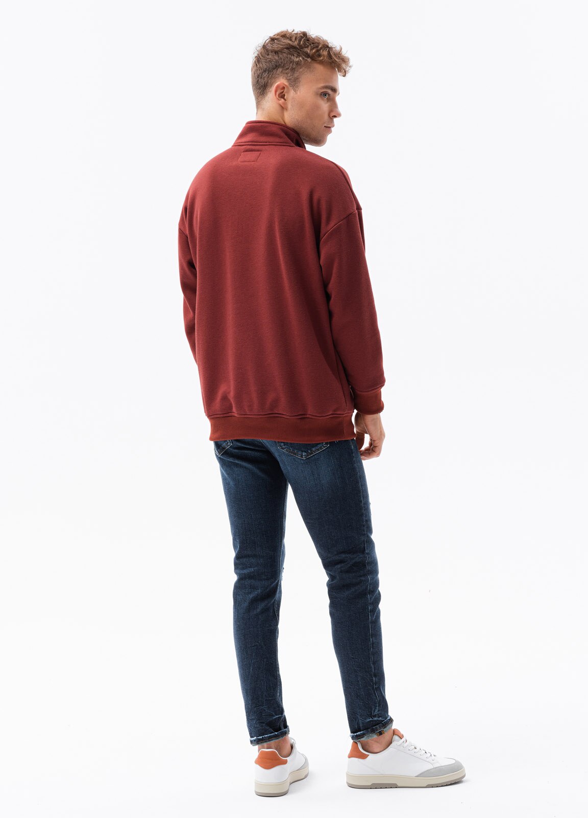 Мъжки суитчър OMBRE B1353, Висока яка, Без качулка, Бордo, 2XL - eMAG.bg