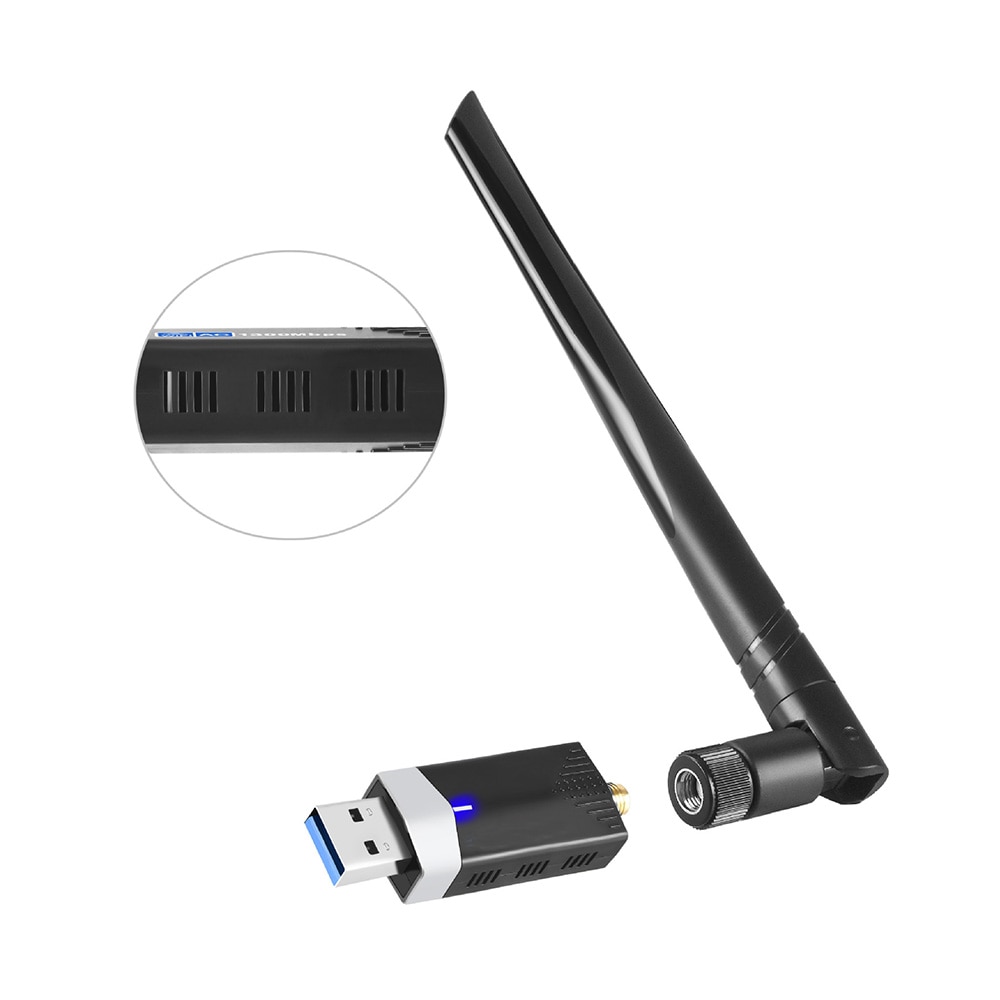 Sundiguer WiFi Stick, 1300 Mbps, 5.8G/2.4G, USB 3.0, fekete - eMAG.hu