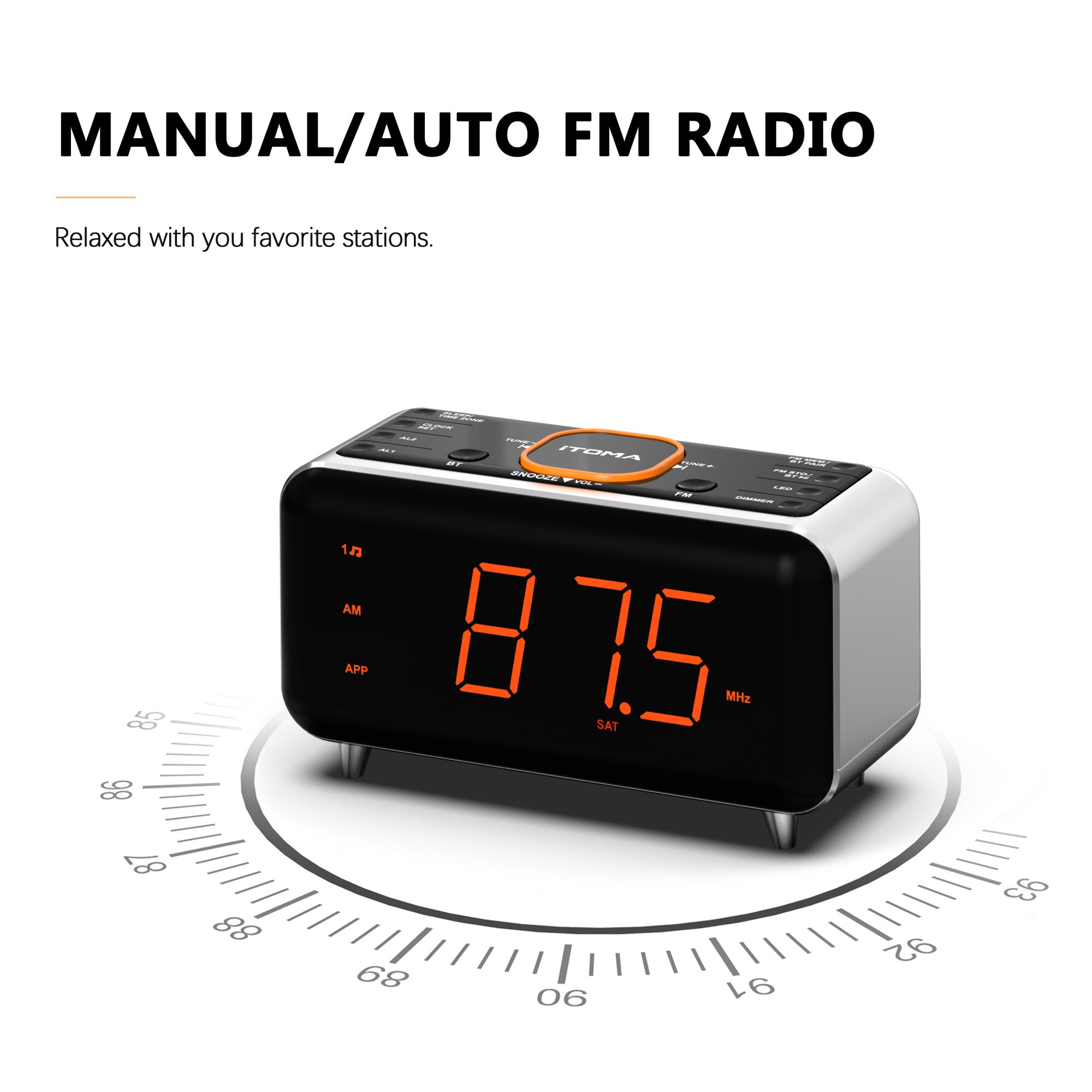 Radio cu ceas, App Control, Ceas electronic cu afisaj LED, iTOMA, LED ...