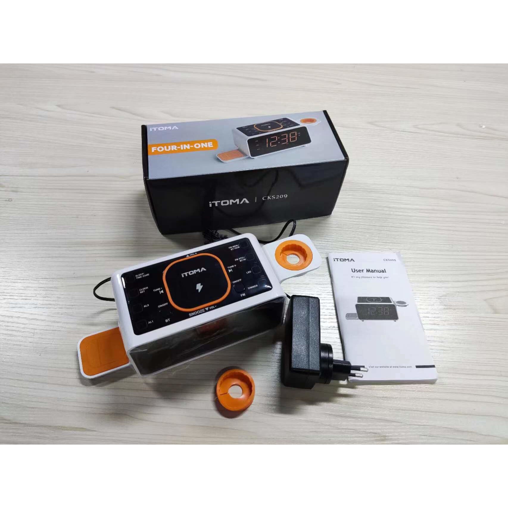 Radio cu ceas, iTOMA, Portabil Alarma, Incarcare Wireless, Afisaj LED ...