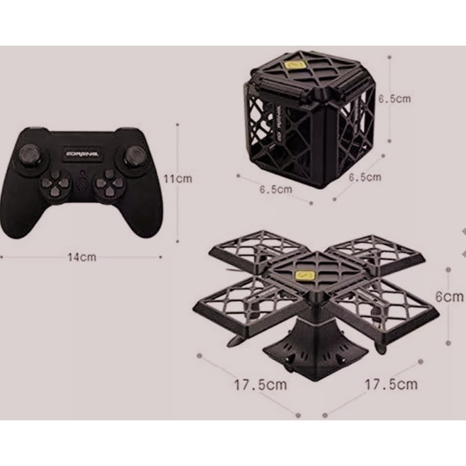 Дистанционно управление Drone Cube HD 720P, сгъваеми рамена, Черен ...