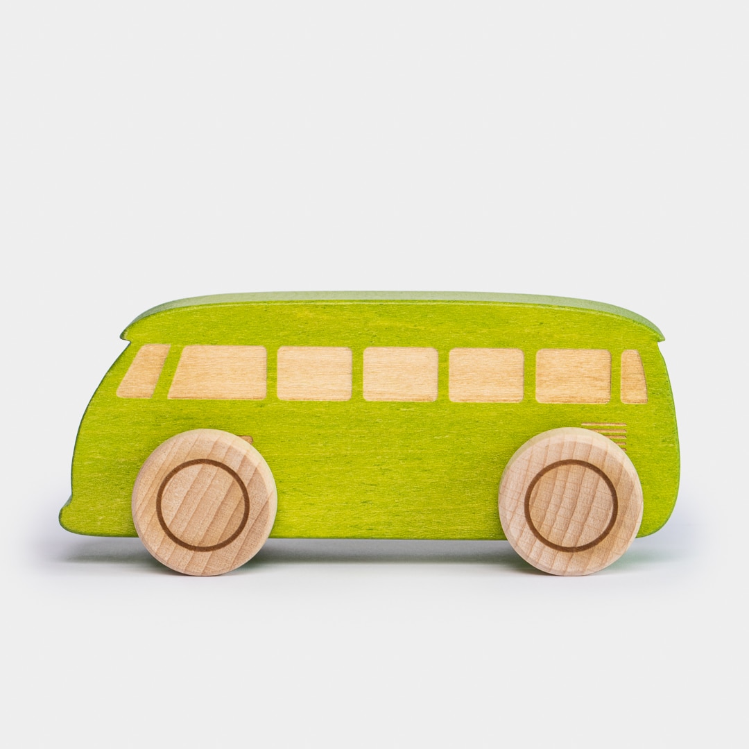 Autobuz din lemn, Pentru copii 1+, Verde/Bej - eMAG.ro