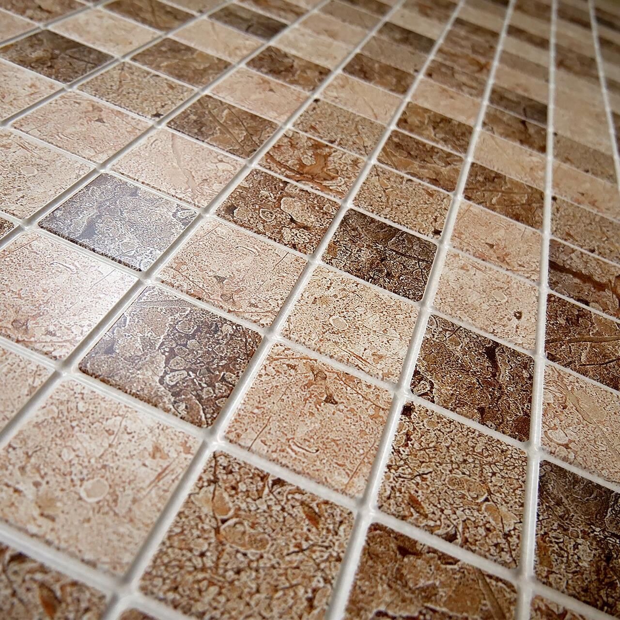 Panou decorativ, PVC, model mozaic, nuante maro murdar, 96x48.5 cm ...