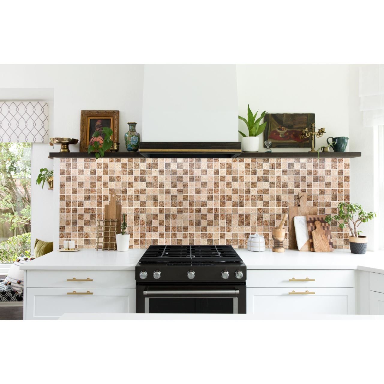 Panou decorativ, PVC, model mozaic, nuante maro murdar, 96x48.5 cm, Mercaton® - eMAG.ro