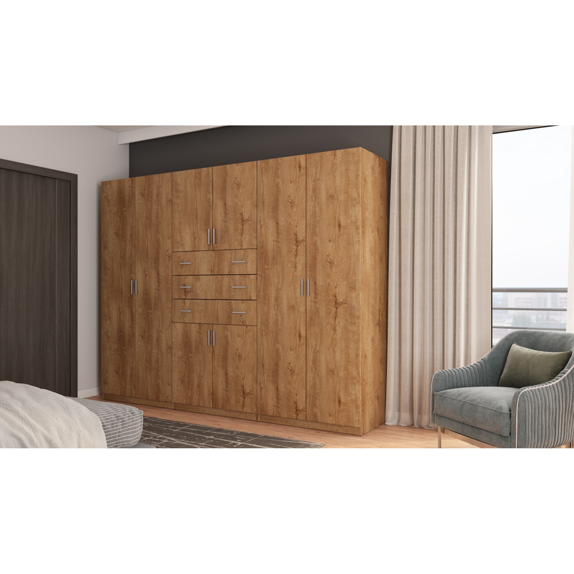 Dulap Stejar Lefkas, Meblast, Fara oglinda, 270x210x57 cm, Maro - eMAG.ro