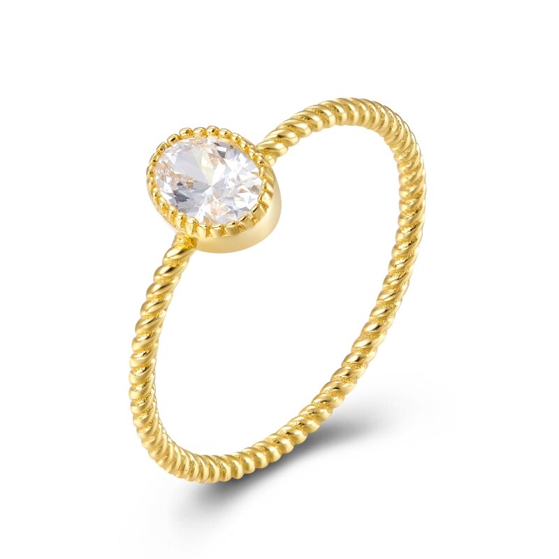 Inel de argint, BUGANTO, Model- Impletit, Placat cu aur, Pietre zirconiu, Auriu - eMAG.ro