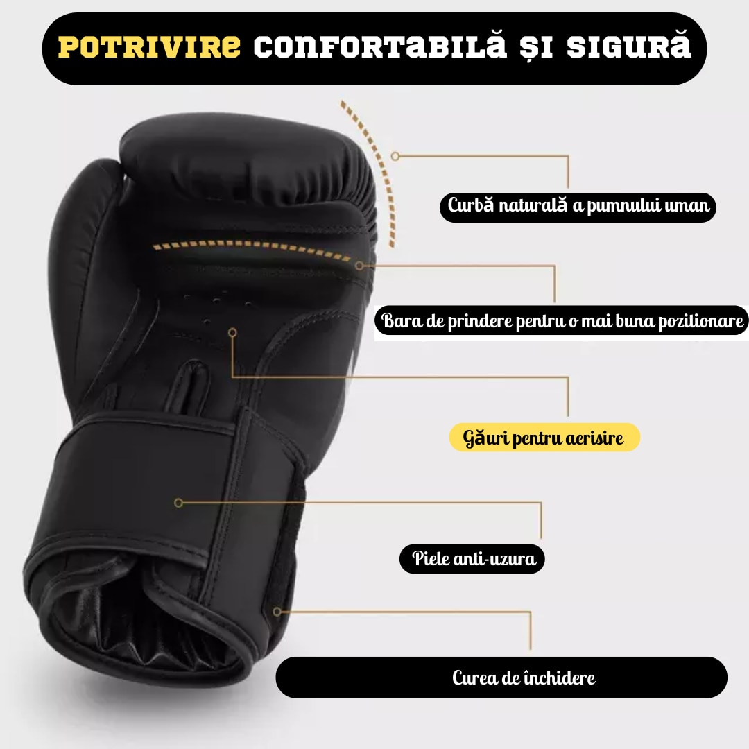 Manusi box, 8oz, pentru antrenament, negru - eMAG.ro