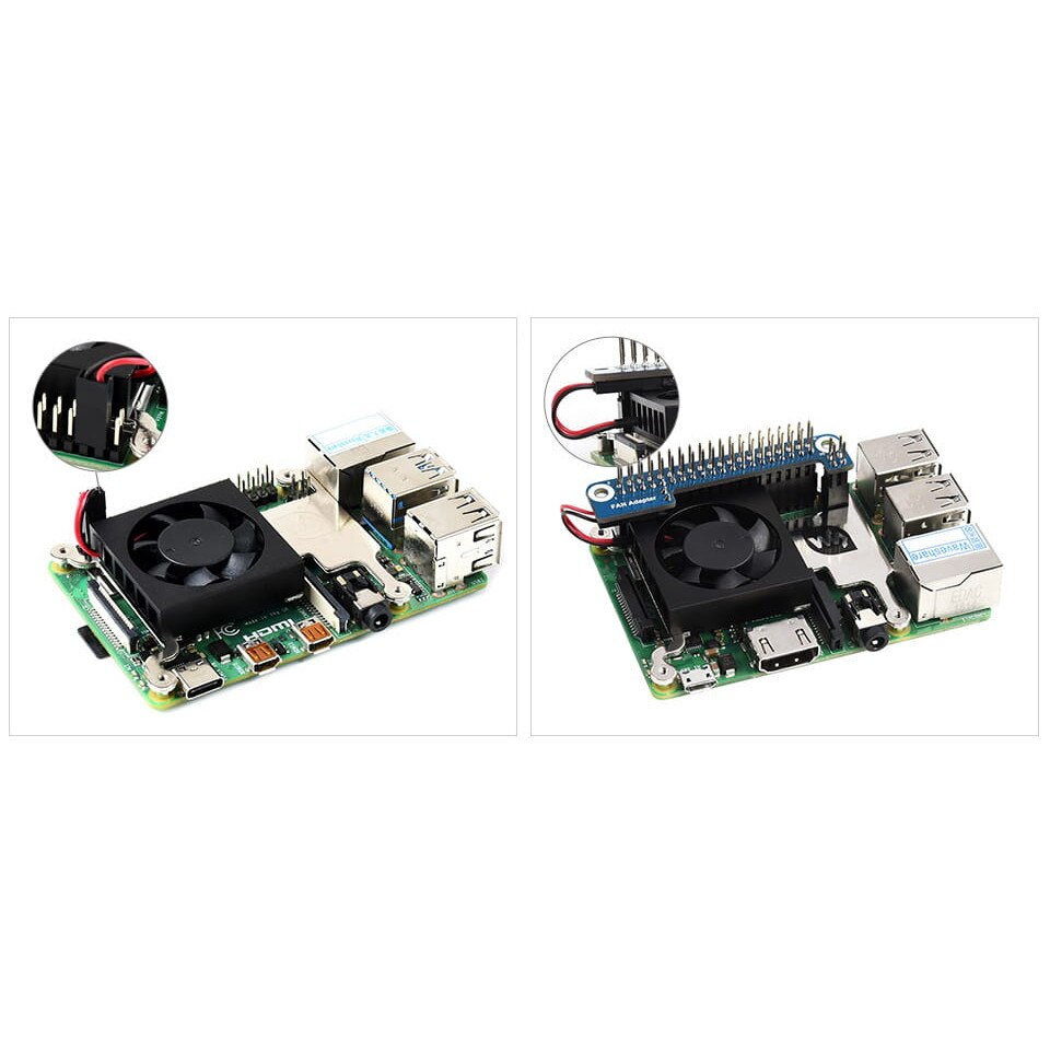 Ventilator, Waveshare, Pentru procesorul Raspberry Pi 4B/3B+/3B, Negru ...