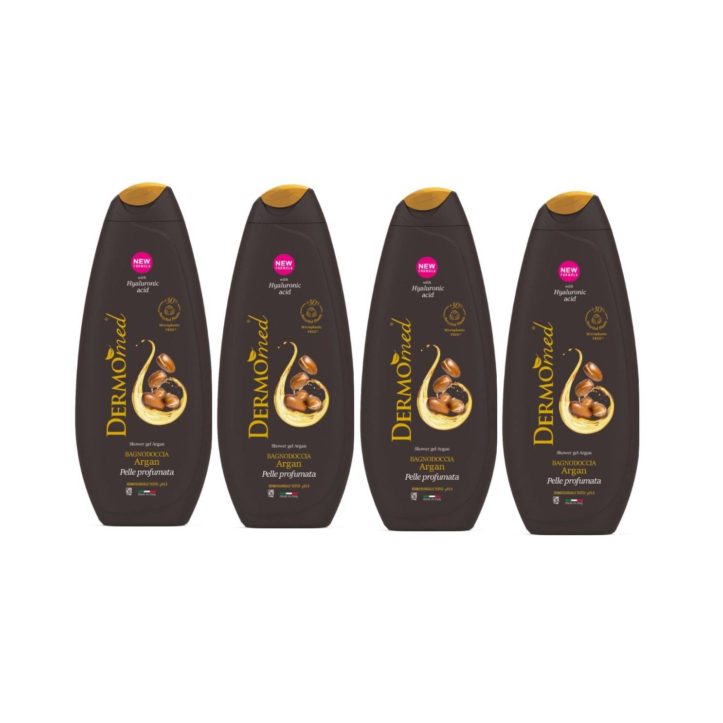 Set 4 x Gel de dus Dermomed cu acid hialuronic si ulei de argan, 650 ml ...