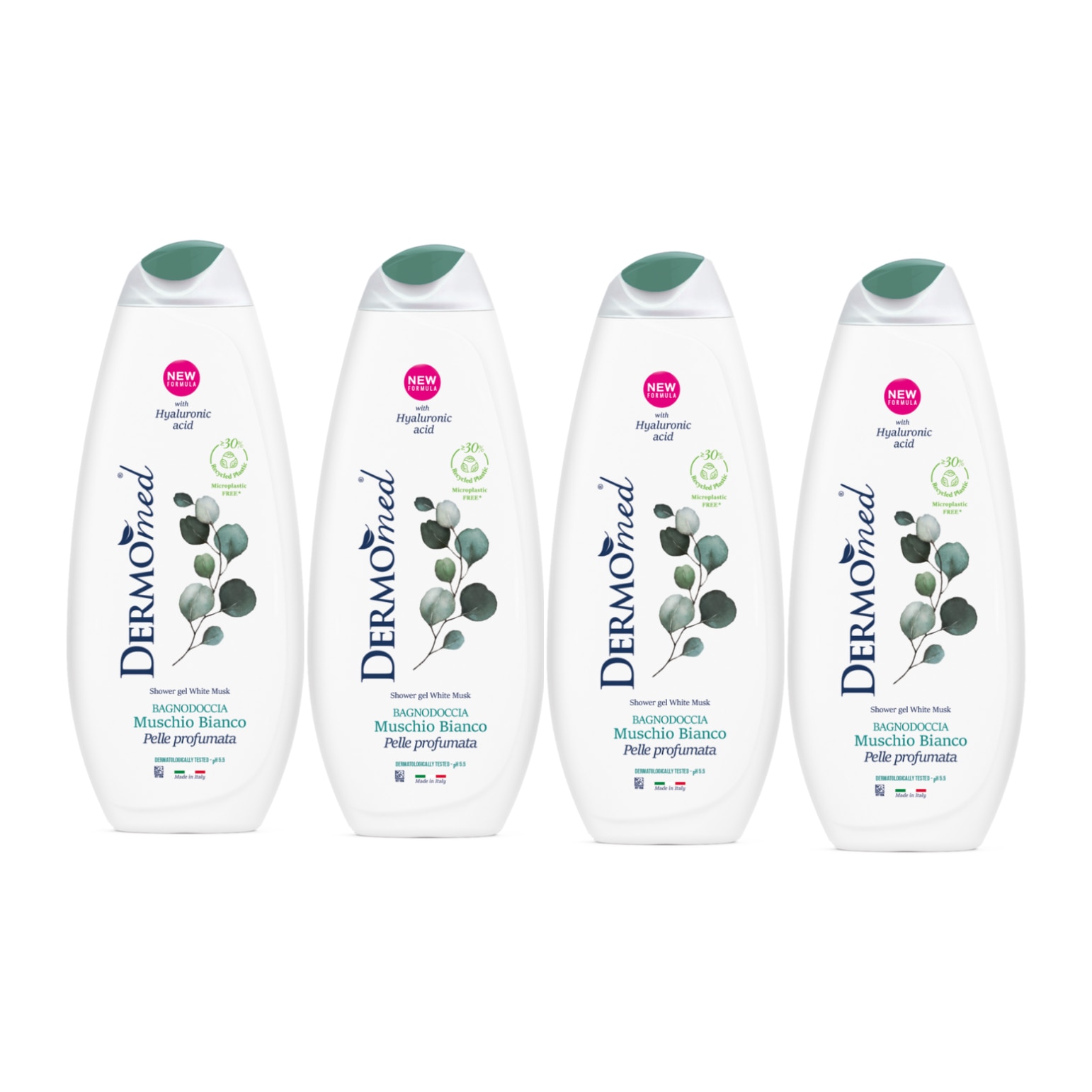 Set 4 x Gel de dus Dermomed cu acid hialuronic si muschio bianco, 650 ...