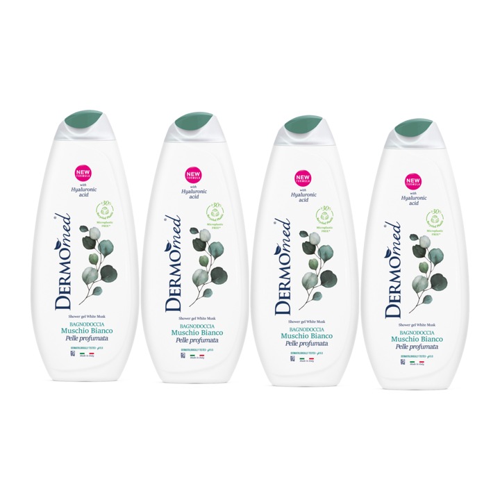 Set 4 x Gel de dus Dermomed cu acid hialuronic si muschio bianco, 650 ...