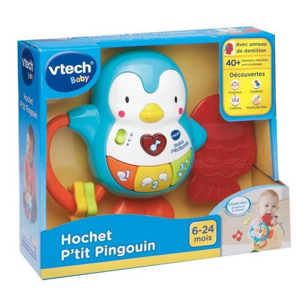 Jucarie interactiva Zornaitoare Vtech Baby Little Penguin Rattle (Limba ...