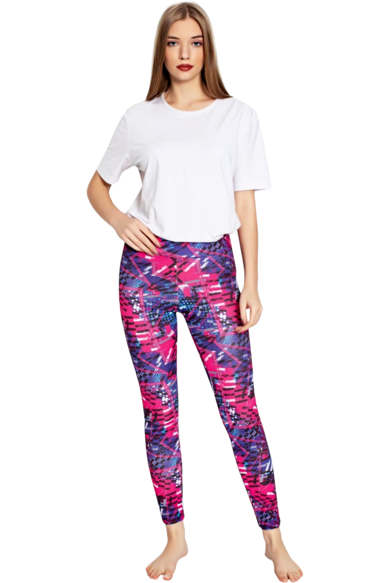 Colanti dama, pentru fitness, StarFashion, model abstract, roz, L - eMAG.ro