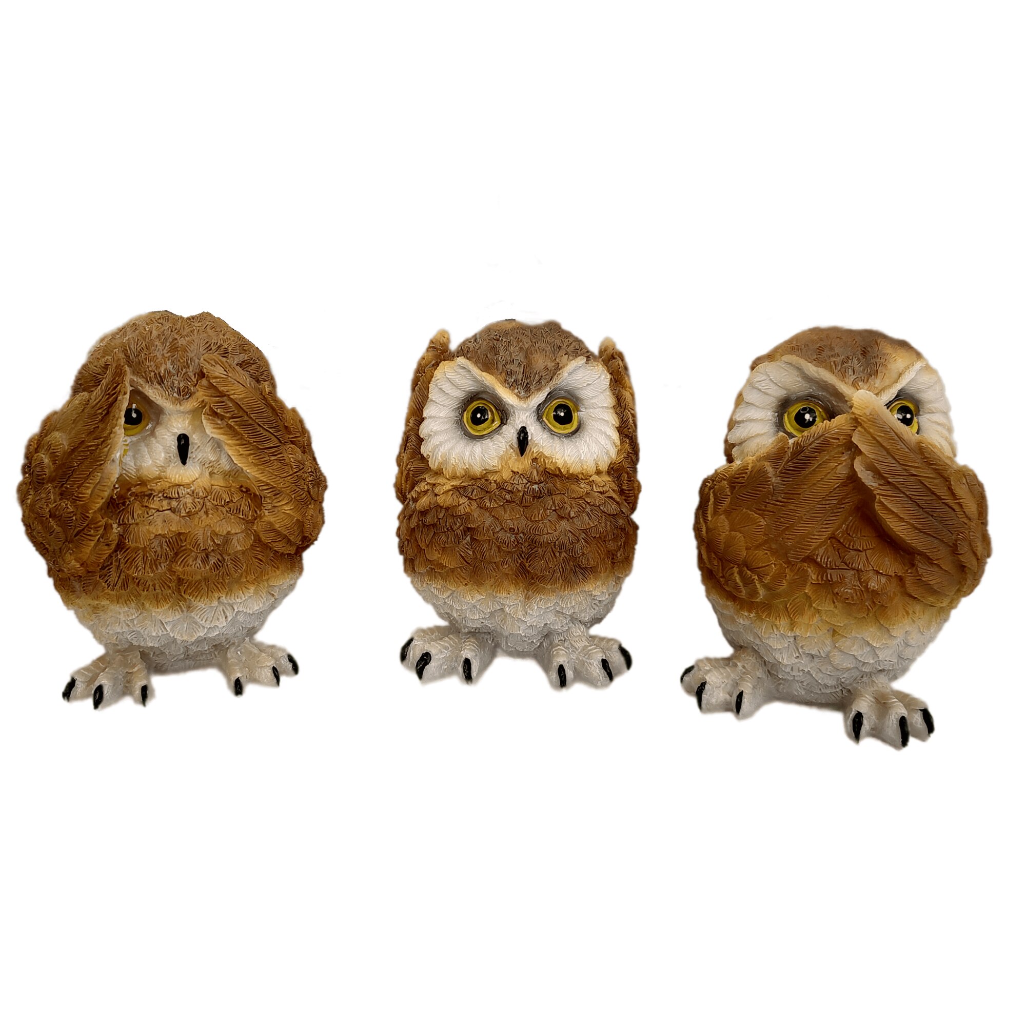 Set 3 statuete decorative, bufnite intelepte, realizate din rasina, 12 ...