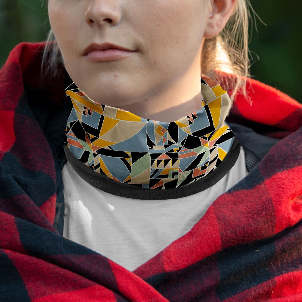 Esarfa Circulara tip Guler Handmade cu Polar pentru Vreme Rece, Motiv Geometric si Metri Patrati ...