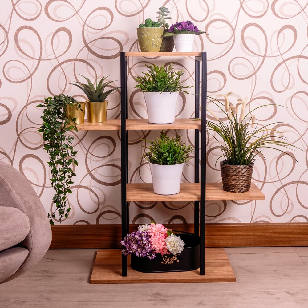 Raft universal, Quasar & Co.®, etajera 4 polite, metal/lemn, 35 x 29 x ...