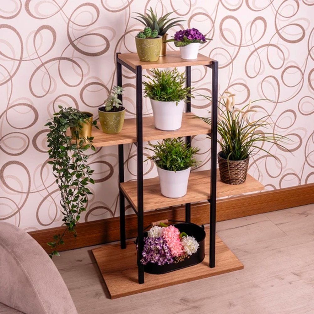 Raft universal, Quasar & Co.®, etajera 4 polite, metal/lemn, 35 x 29 x ...