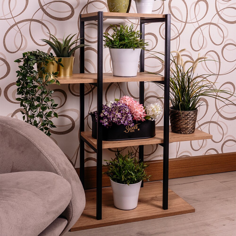 Raft universal, Quasar & Co.®, etajera 4 polite, metal/lemn, 35 x 29 x ...