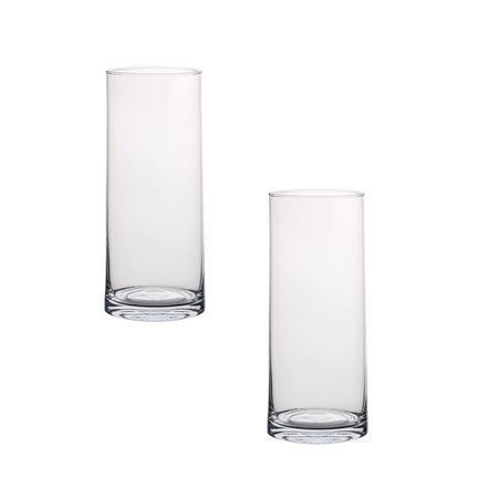 Set 2 Vaze decorative din sticla, forma cilindru, transparent, 10x23cm ...