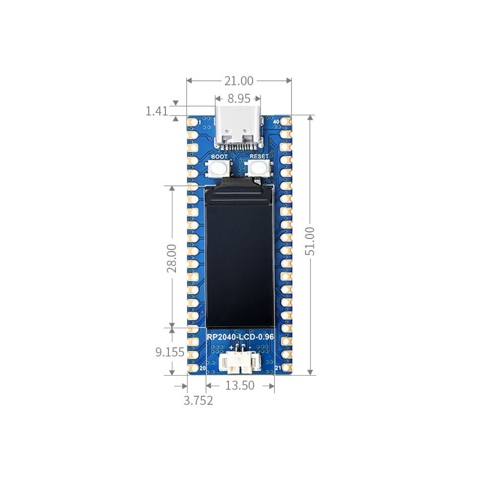 Модул с RP2040/LCD дисплей Waveshare, 0.96 Модул с RP2040/LCD дисплей Waveshare, 0.96