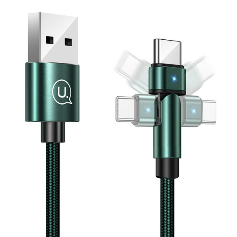 Cablu de date, Usams, USB-C/USB, Mufa pivotanta, 2 A, 1 m, Verde - eMAG.ro
