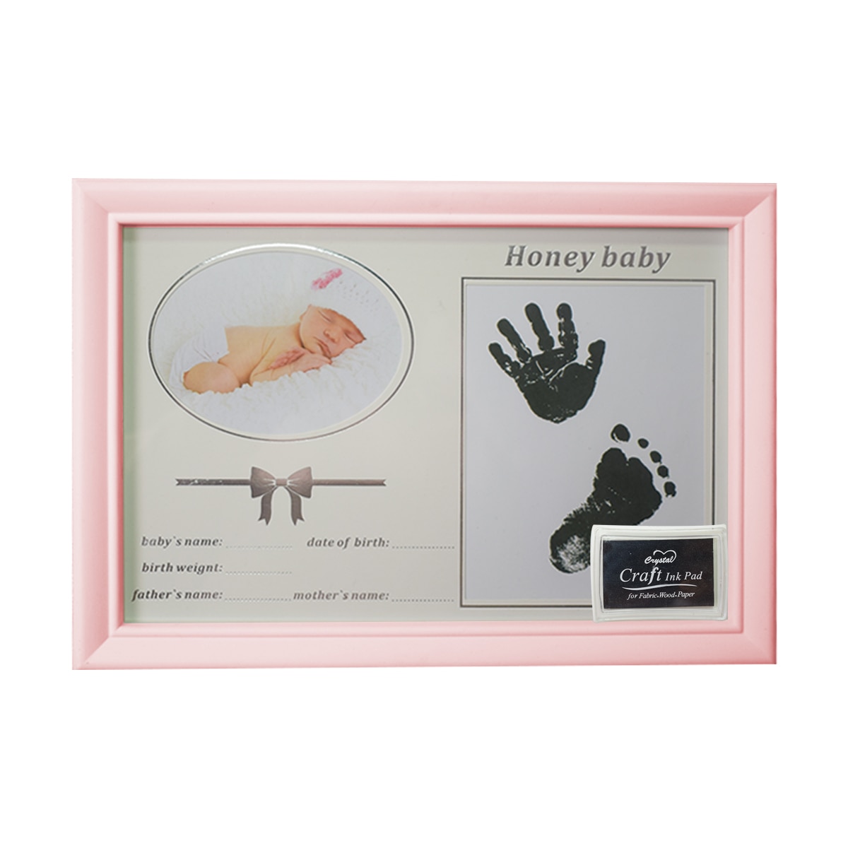 Rama foto cu amprenta, personalizabila, Naimeed D4570P, Roz, 31x22 cm ...