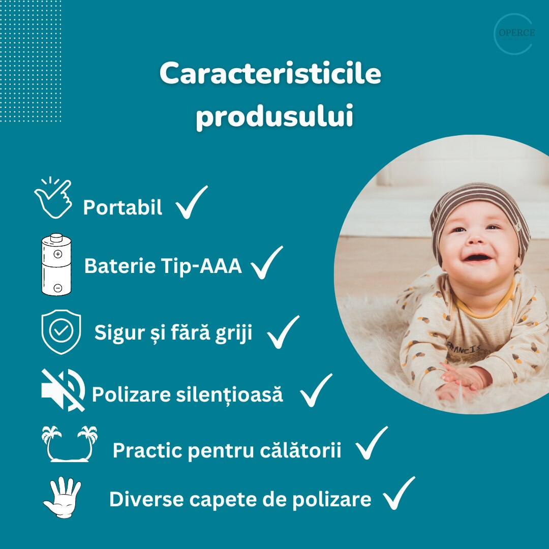 Pila de unghii electrica OPERCE™️ pentru nou nascuti si copii, Putere 0 ...