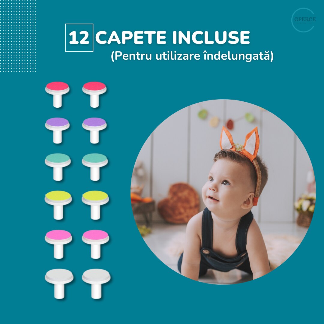 Pila de unghii electrica OPERCE™️ pentru nou nascuti si copii, Putere 0 ...