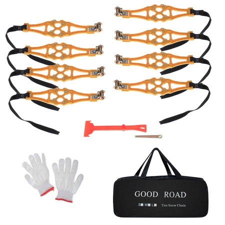 Set antiderapante pentru roti, 8 lanturi, 1 pereche manusi, 1 racleta ...