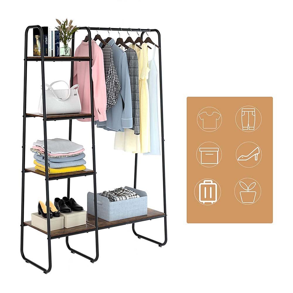 Suport stand haine si incaltaminte, metalic, 4 rafturi, 100x 39 x 150 ...