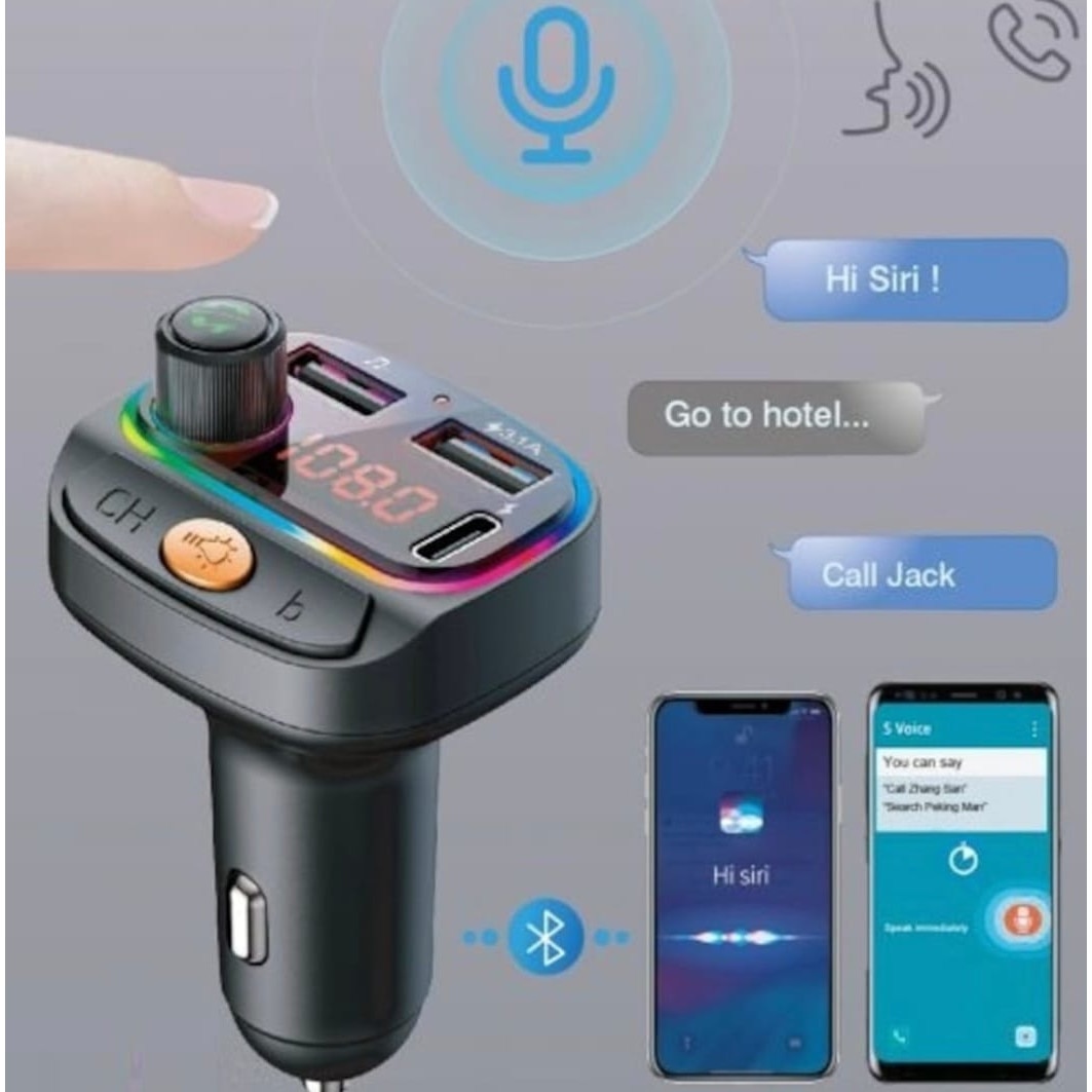 Modulator FM cu Bluetooth, USB/TypeC pentru incarcare, Redare format ...