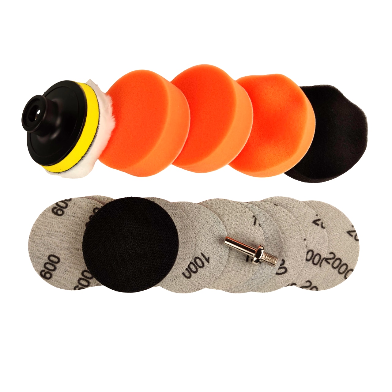 Set polish faruri profesional cu 4 bureti, 10 discuri abrazive, un ...