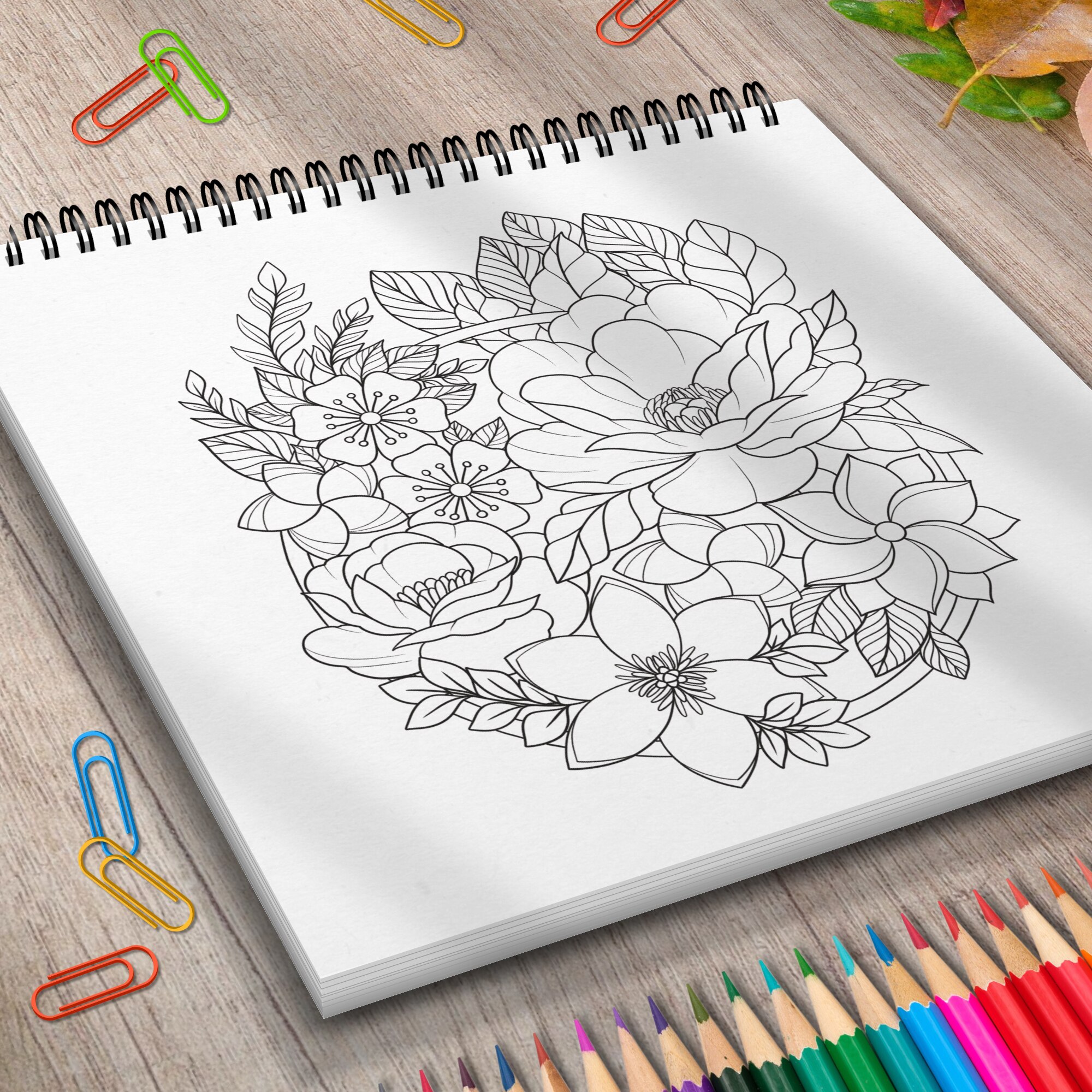 Carte de colorat pentru adulti, Coronite cu Flori, 30 Mandale Antistres ...