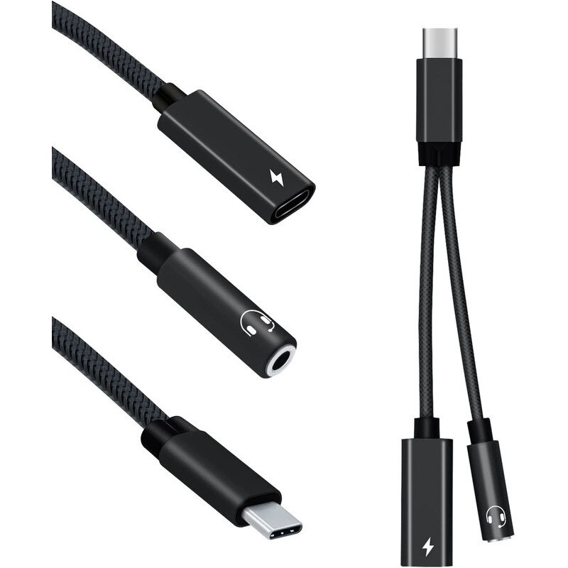 Adaptor telefon, 2in1, USB-C/Audio 3.5mm, Negru - eMAG.ro