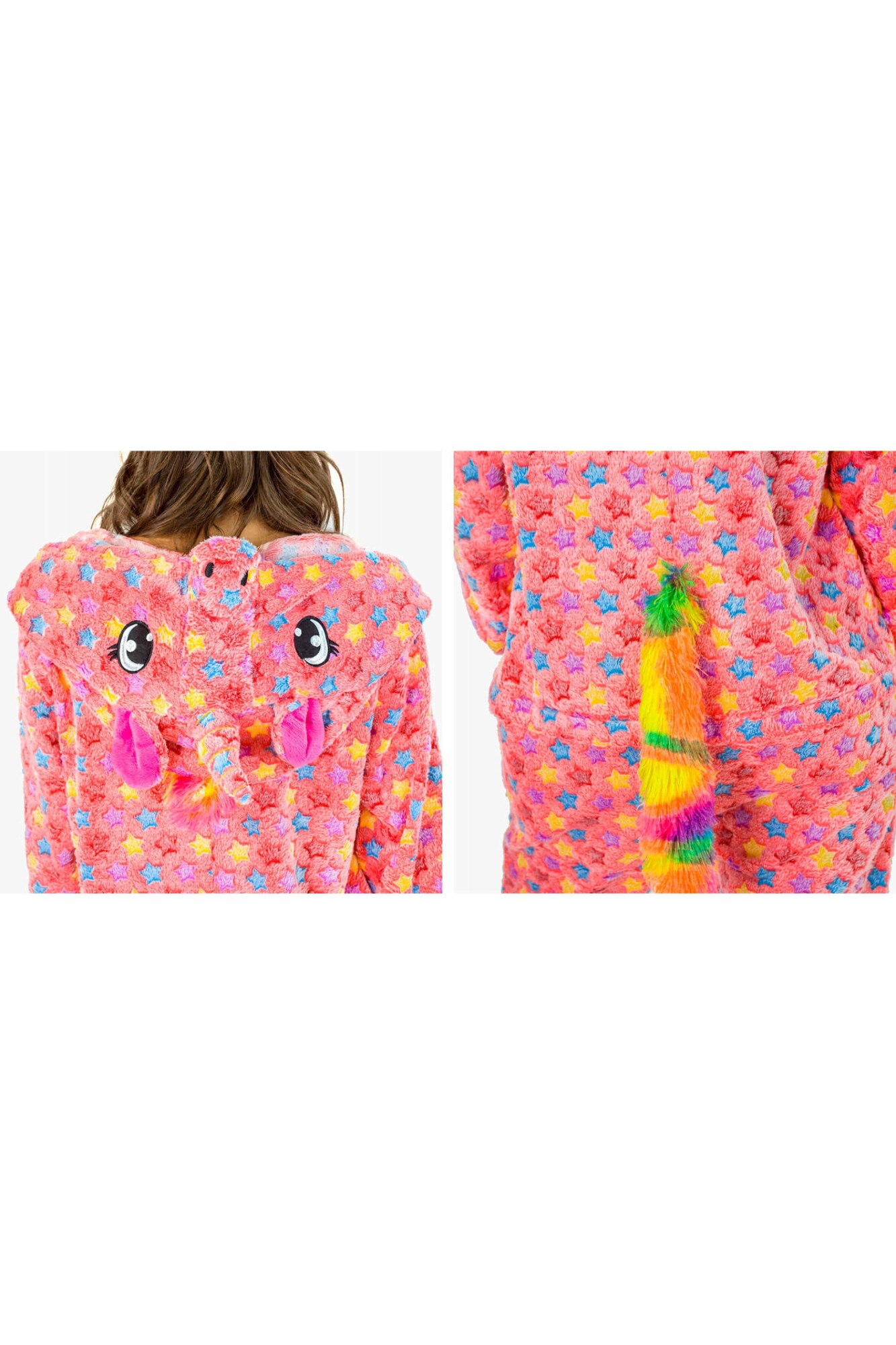 Salopeta Kigurumi Onesie pijama, Unicorn cu stele, Roz, marime L - eMAG.ro