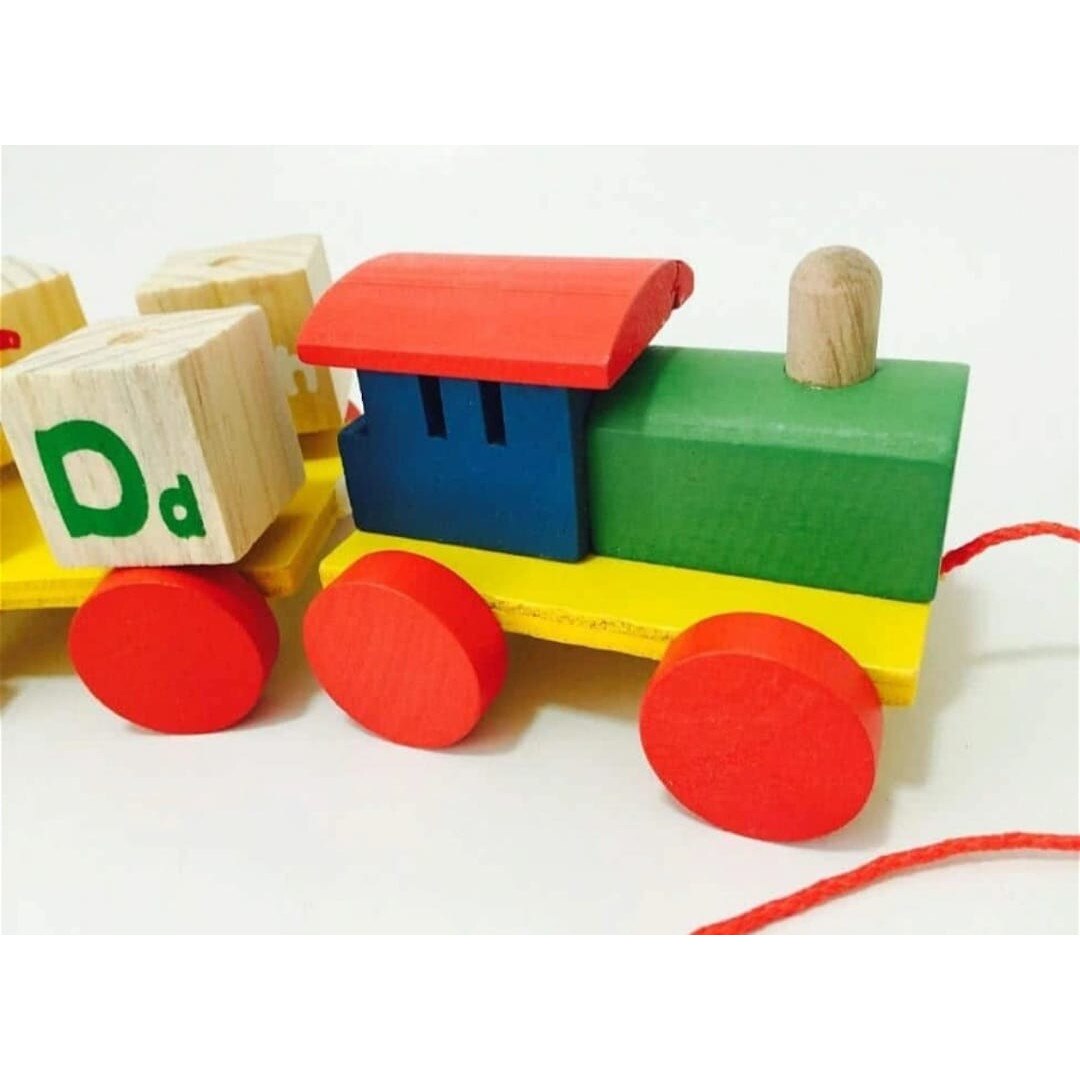 Trenulet din lemn educativ cu cuburi rotative, Montessori - eMAG.ro